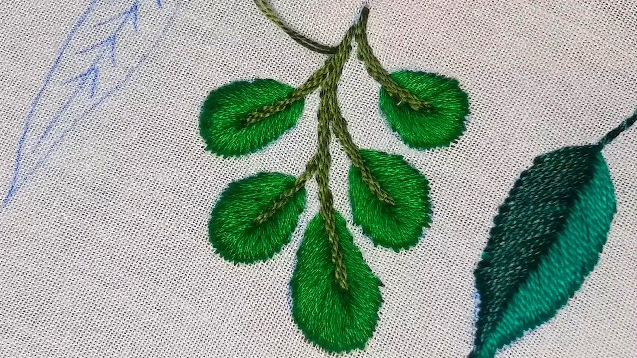Embroidering Round Shaped Leaves with Basic Stitches | Part 3 | Knit ...