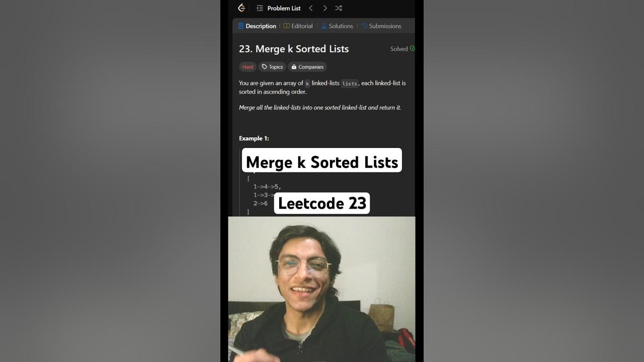 Leetcode 23 - Merge k Sorted Lists #dsa #leetcode #interview #google #faang #coding - YouTube