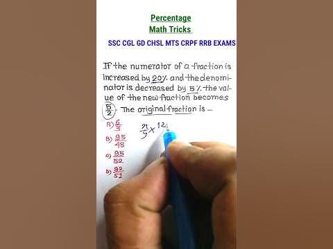 Percentage || Percentage Math Tricks|| SSC CGL MTS CHSL RRB CRPF||#shorts #mathtrick #tumijitbe ...