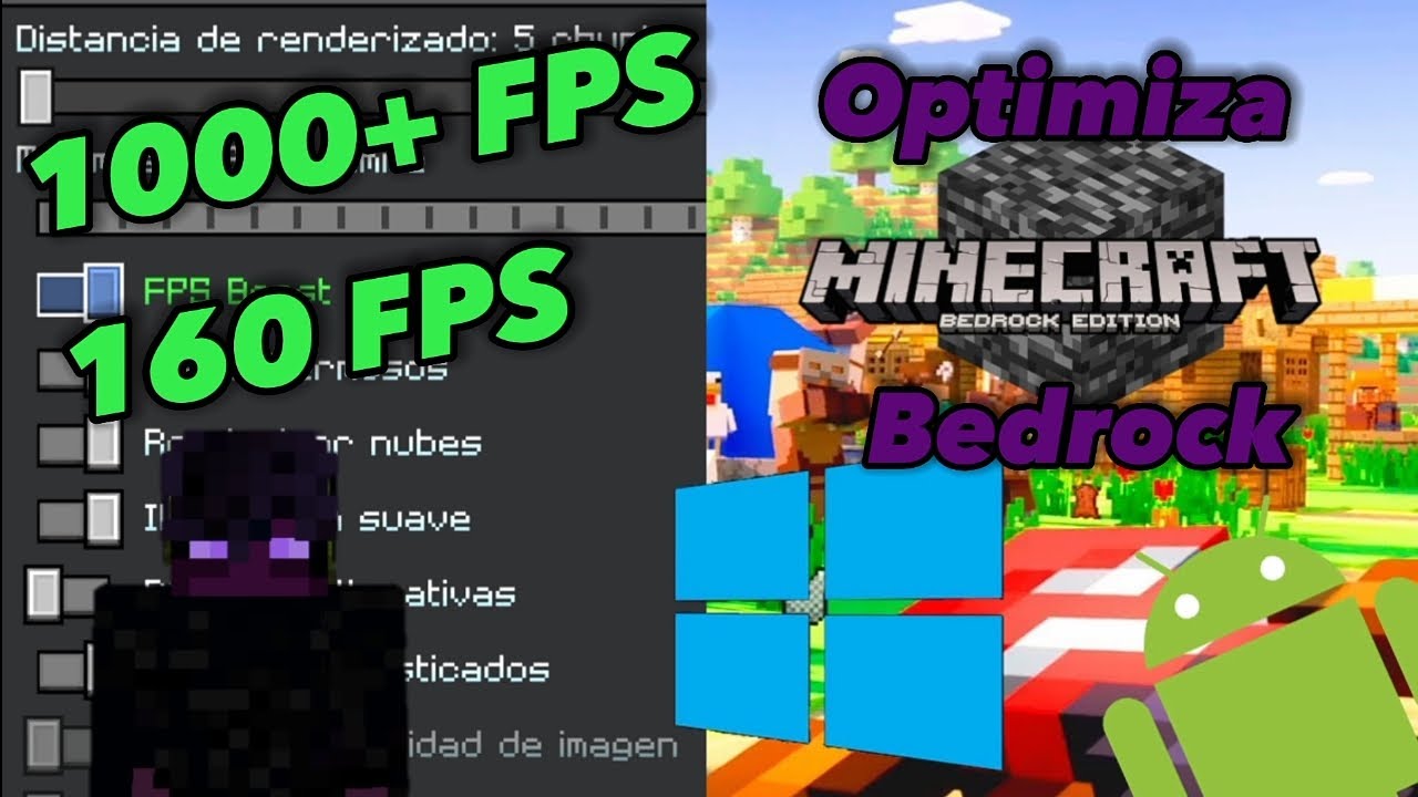 Cómo aumentar los FPS De Minecraft Bedrock! / Como optimizar Minecraft pe en Android y PC / +FPS ...