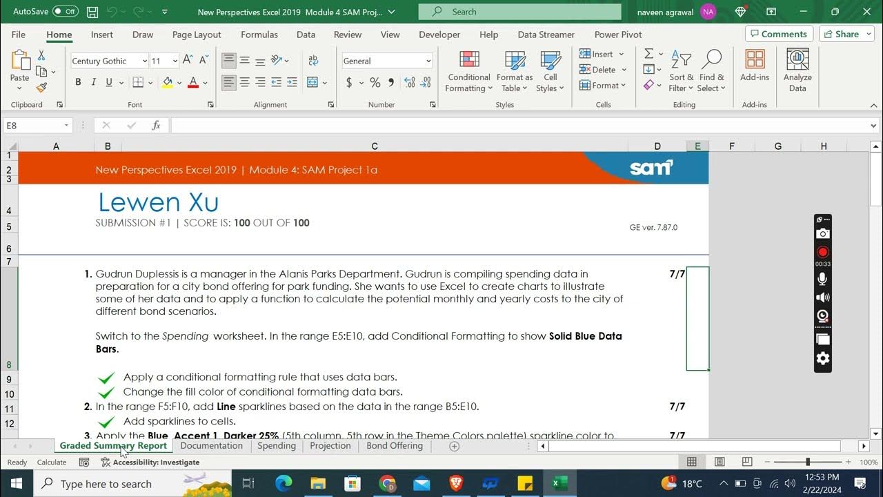 New Perspectives Excel 2019 | Module 4: SAM Project 1a #newperspectives ...