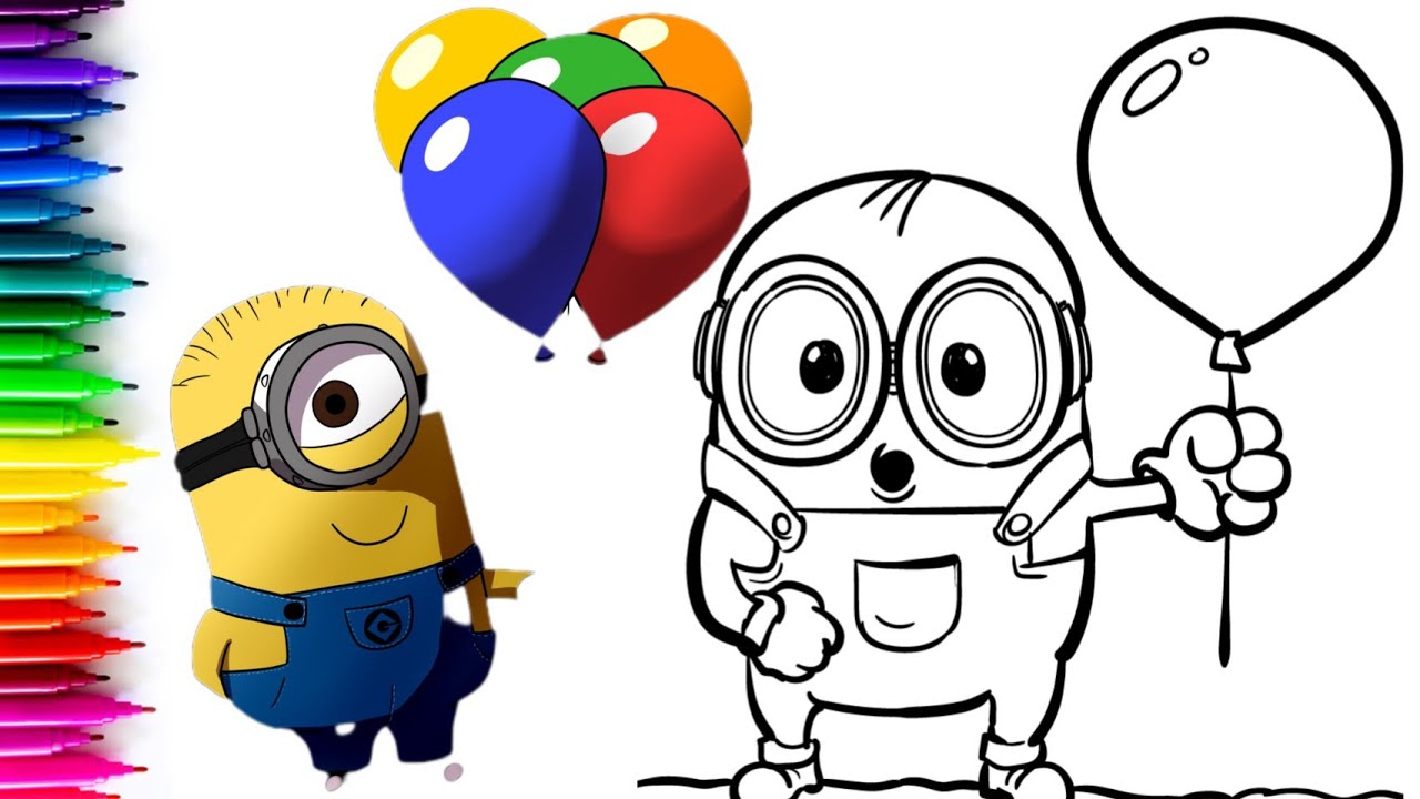 how to draw a minion with a Balloon | minion drawing - YouTube
