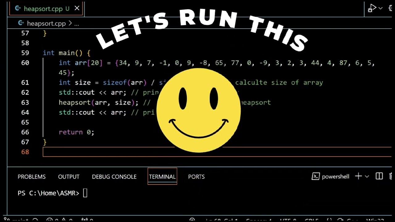 ASMR Coding : Implementing heap sort algorithm in cpp | full ...