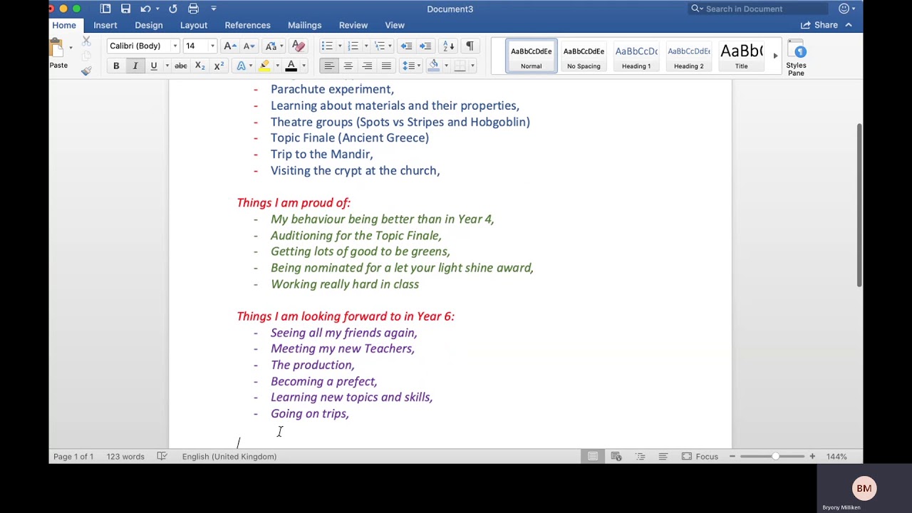 Writing your personal comment on your report Year 5 - YouTube