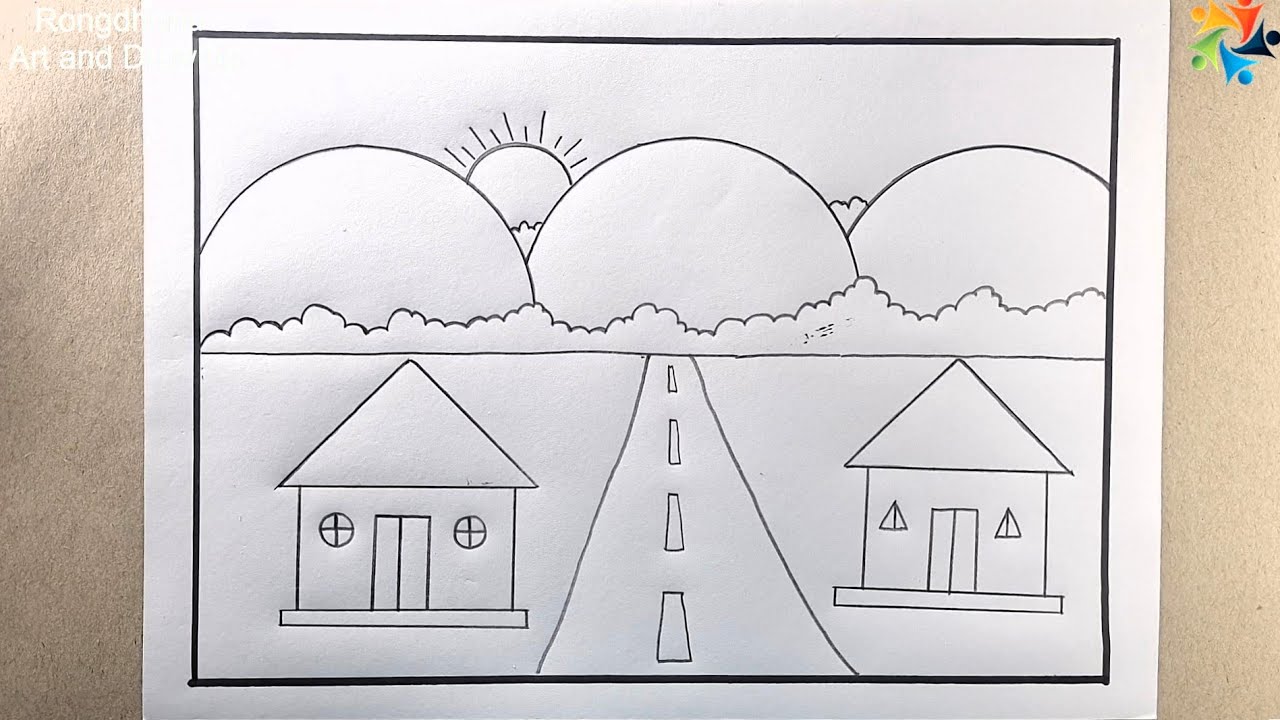 Very Very Easy Scenery Drawing for Beginners || Drawing Tutorial - YouTube