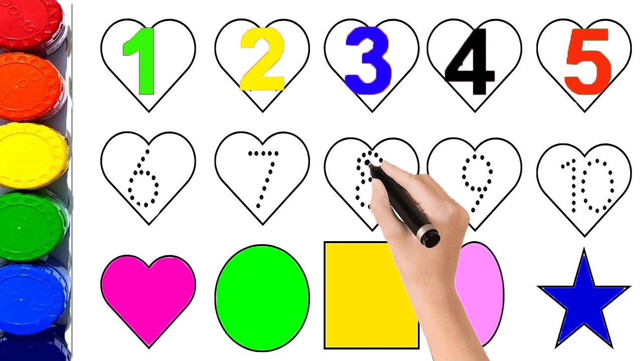 Shapes drawing for kids, numbers to 100, Learn 2d shapes, Colors for ...
