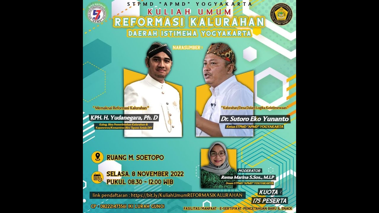 Kuliah Umum | Reformasi Kalurahan | KPH.H. Yudanegara, Ph.D & Dr ...
