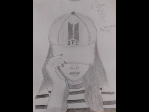 Pencil Drawing // A Girl with BTS Cap // BTS Army-Dynamite//TharniFied