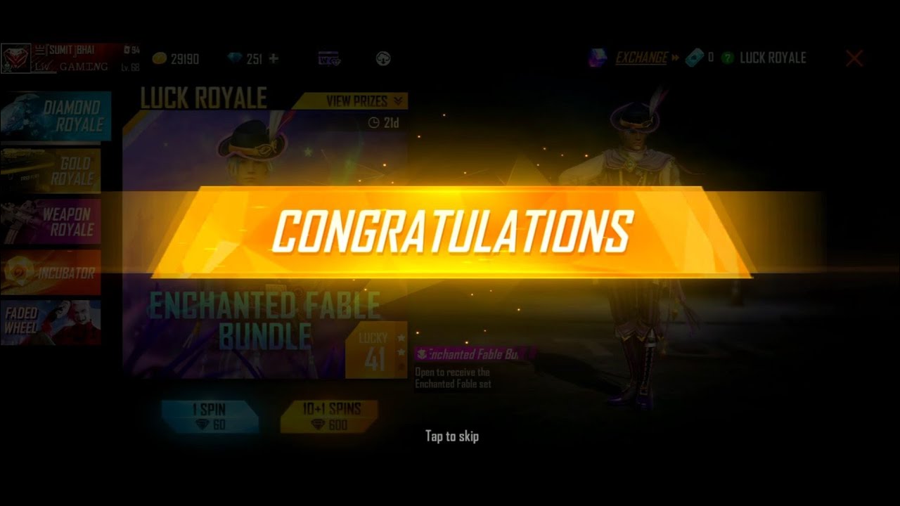 free fire new diamond royale enchanted fable bundle CONFIGURATION - YouTube