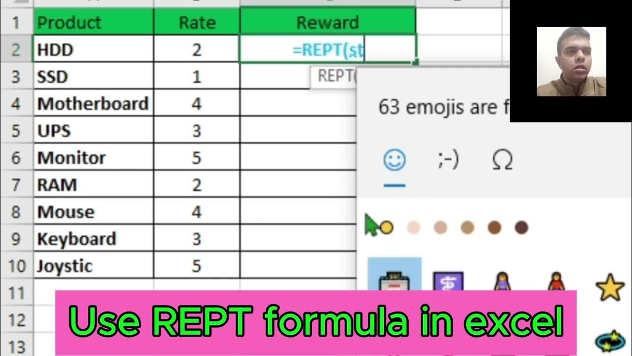 how to use rept formula in excel - YouTube