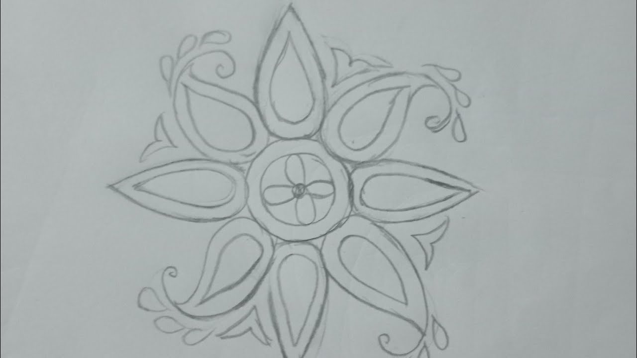 Easy Alpona Drawing On Paper , Alpona Design With Pencils .. - YouTube