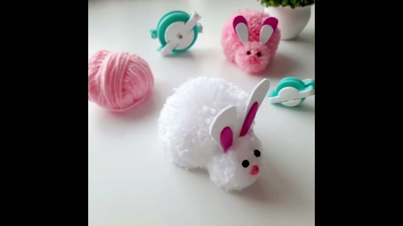 Tutorial de conejo de pompom lana - YouTube