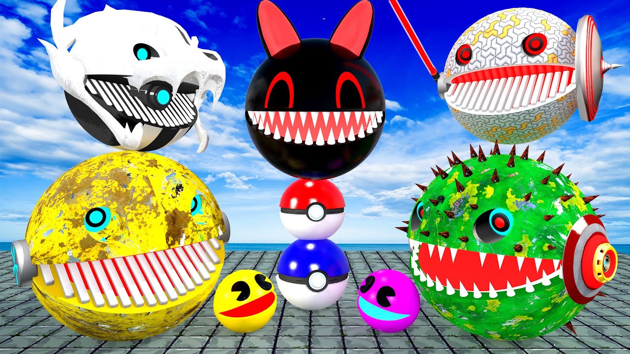 The most exciting match keeping PACMAN CAT vs ROBOT PACMAN and RED ...