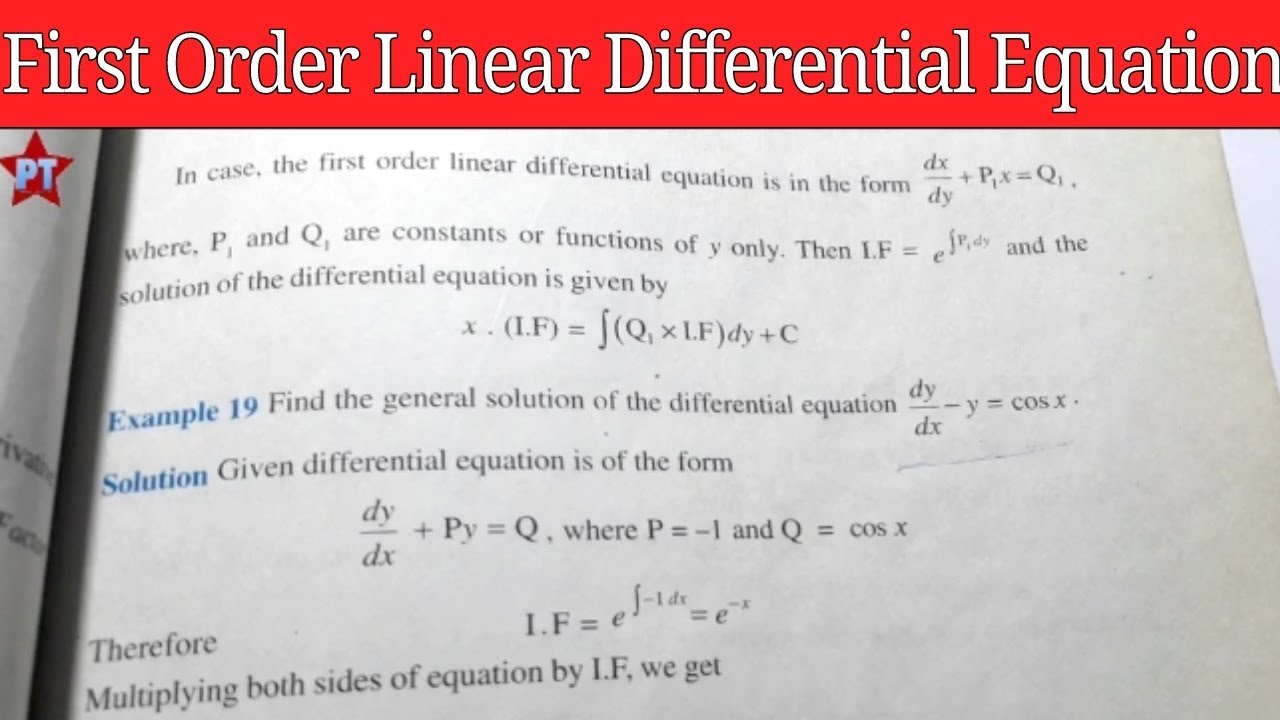First Order Linear Differential Equation Exercise 9.6 Examples NCERT ...