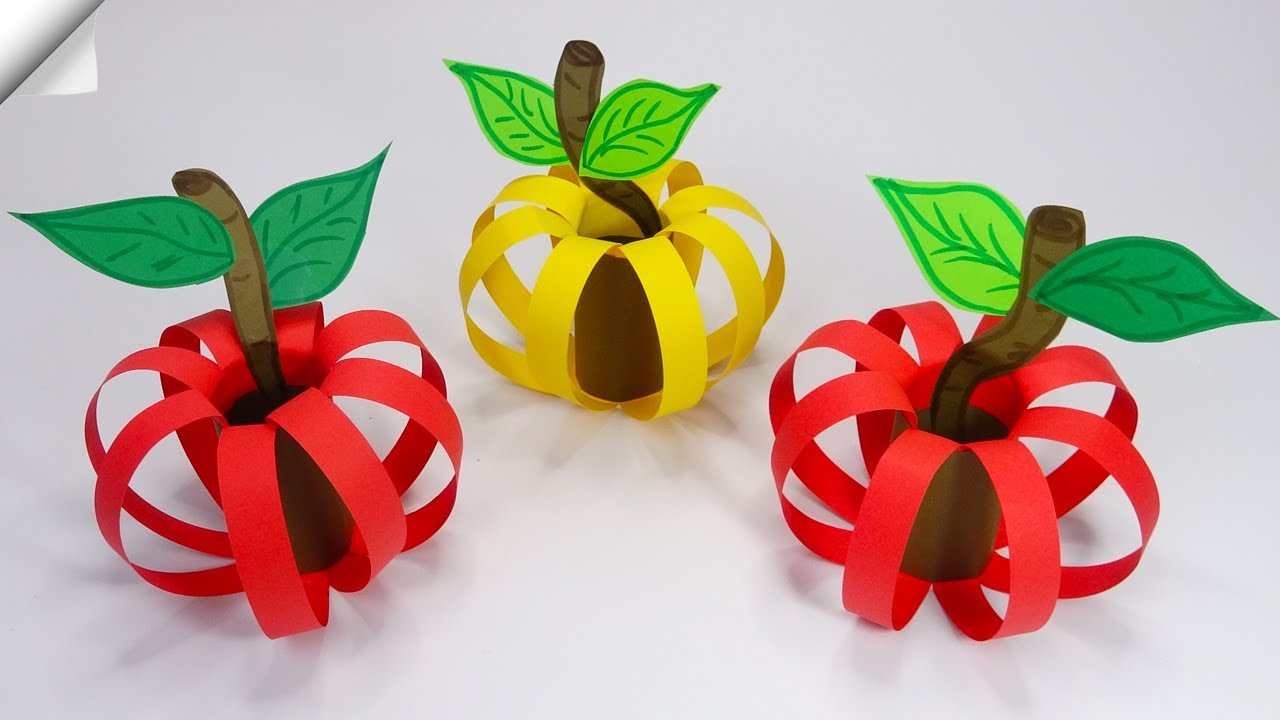3d paper apple | How to make paper apple - YouTube