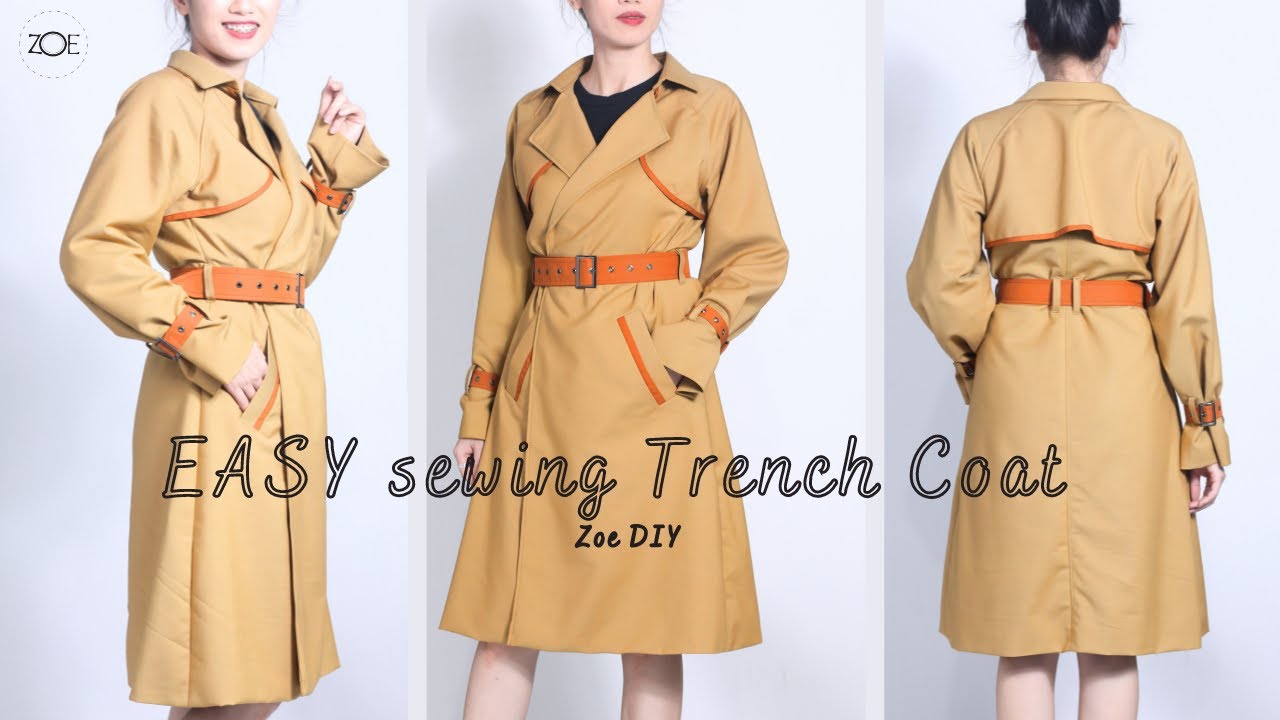 Sewing Trench Coat fromt Basic Pattern | Zoe DIY - YouTube