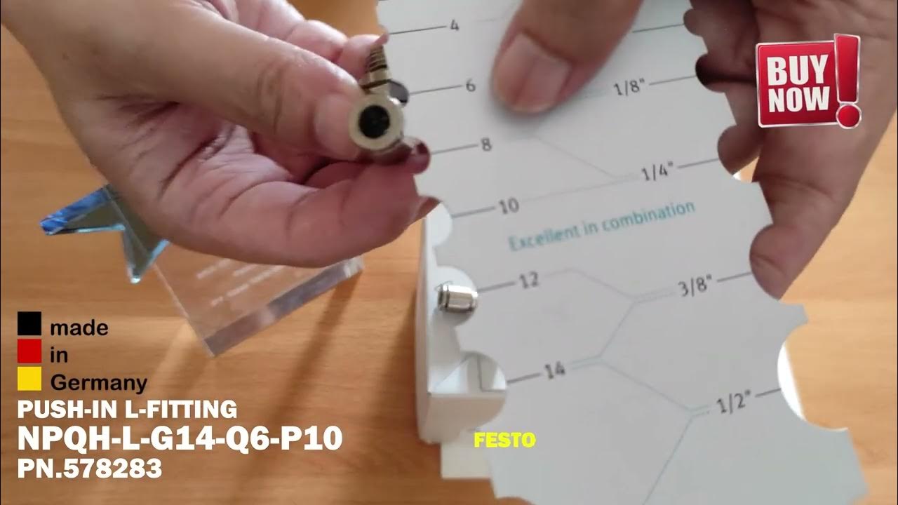 FESTO PUSH-IN L-FITTING NPQH-L-G14-Q6-P10 PN.578283 - YouTube