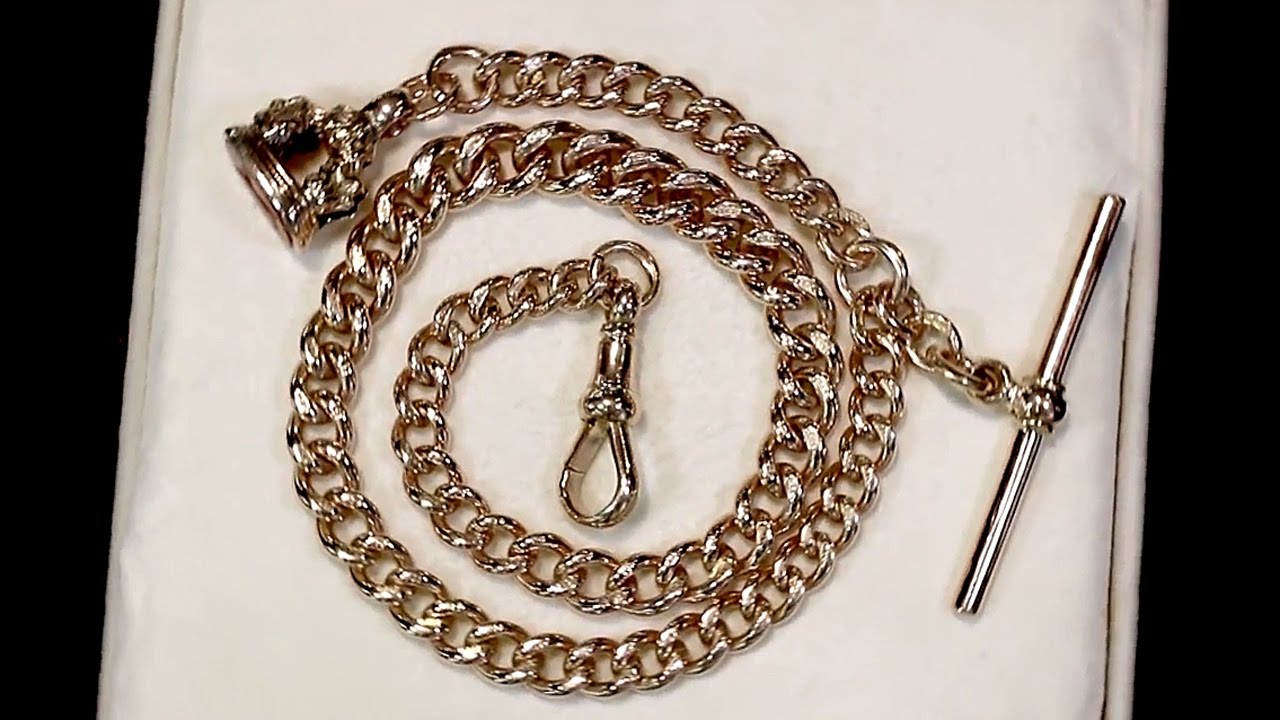 9 ct Yellow Gold Albert Chain with Seal Fob - Antique 1912 - AC Silver ...