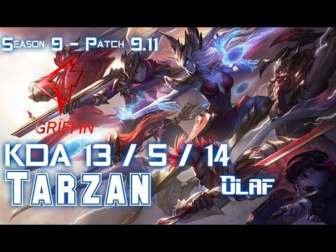 GRF Tarzan OLAF vs SKT T1 Clid KARTHUS Jungle - Patch 9.11 KR Ranked - YouTube