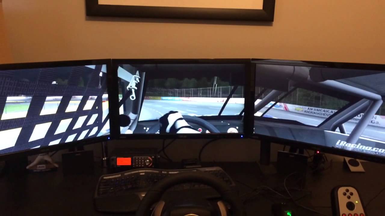 iRacing with 3 23" LCD Monitors - YouTube