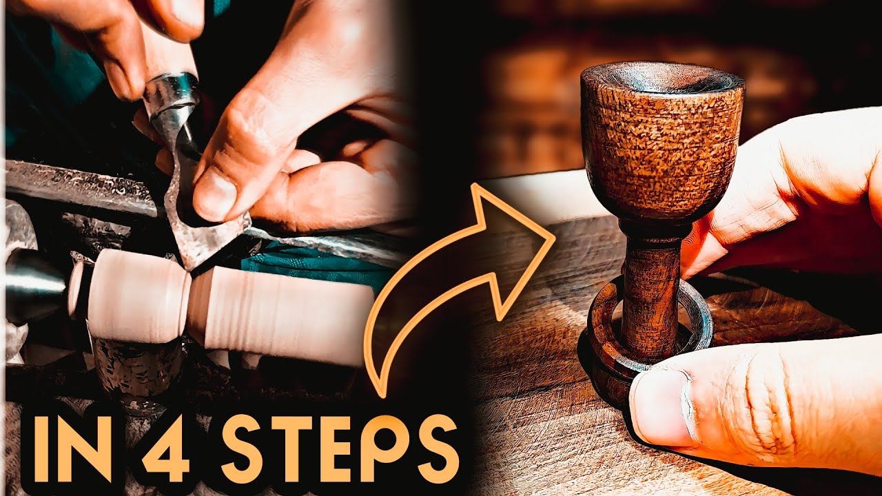 Wood working ' Making a royal glass ' wood carving (Satisfying Video ...
