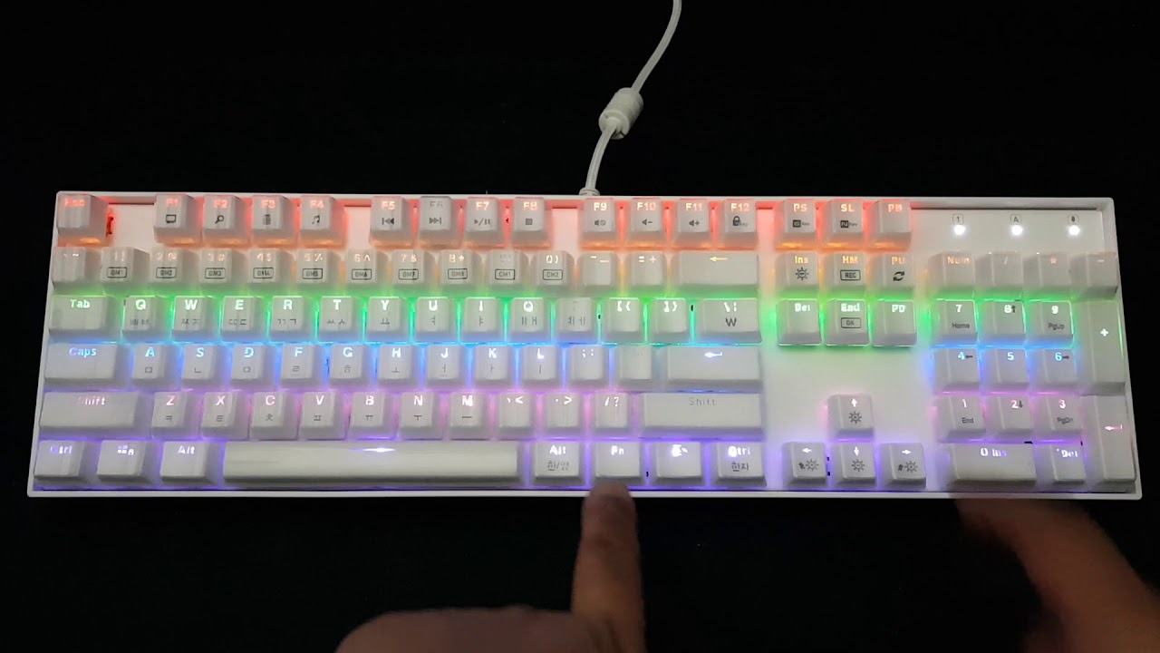 ABKO 앱코 HACKER K8100 화이트 키보드 청축 LED 동영상 - YouTube