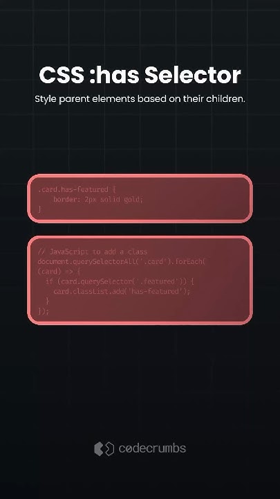 Learn CSS :has Selector - #css #frontend #webdevelopment - YouTube
