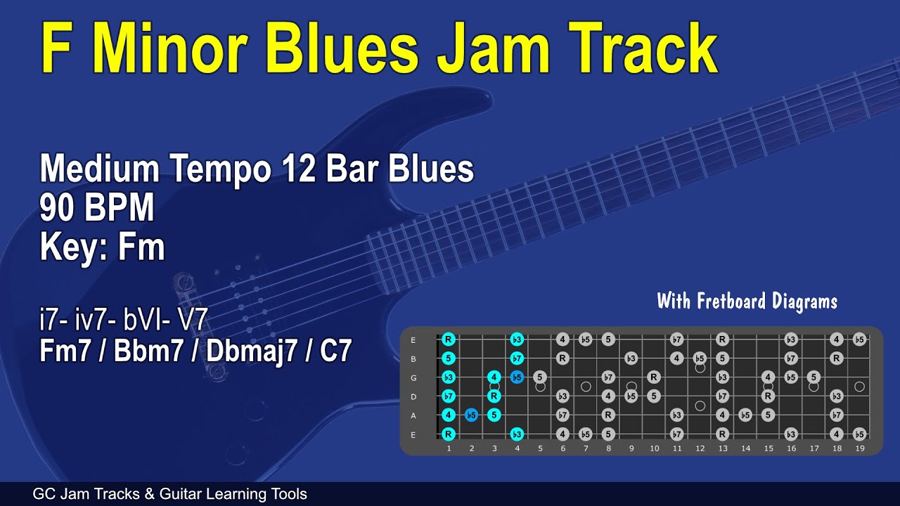 F Minor Blues Jam Backing Track 90 BPM - YouTube