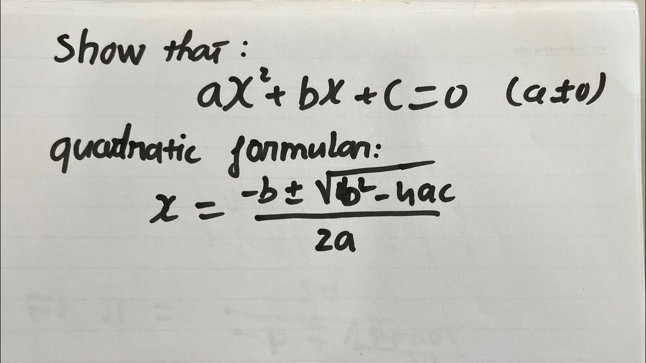 Prove the solution formula of a quadratic equation - YouTube
