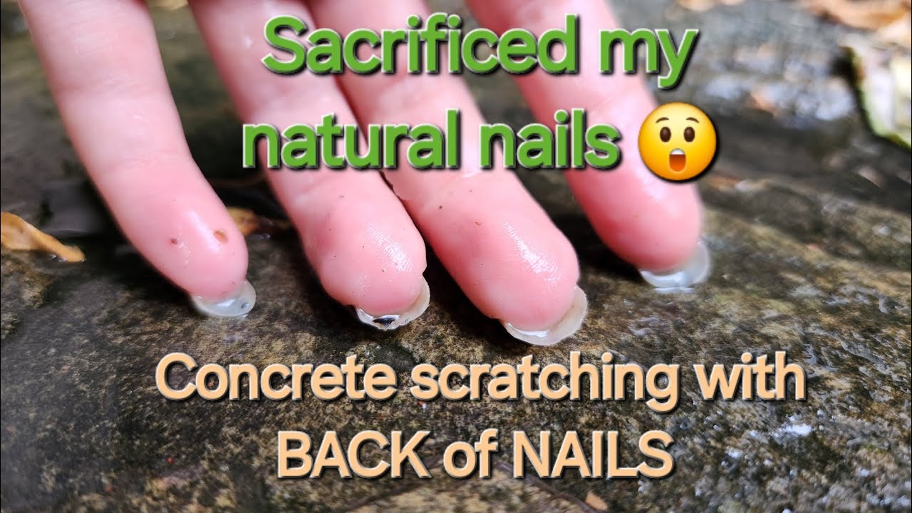 ASMR Concrete Scratching with BACK of NAILS (Sacrificed my natural ...