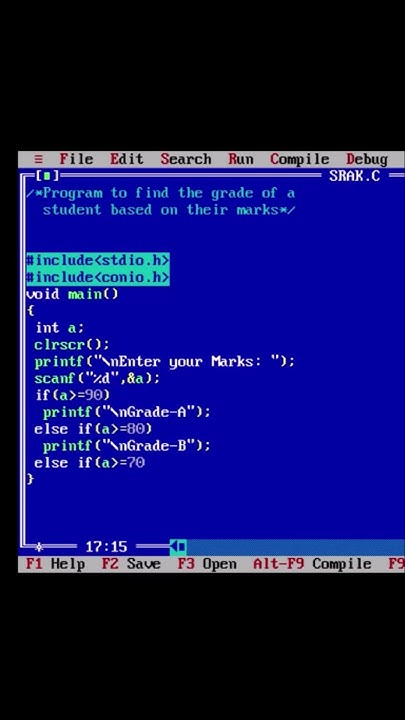 C Program to find the grade of a student based on their marks - YouTube