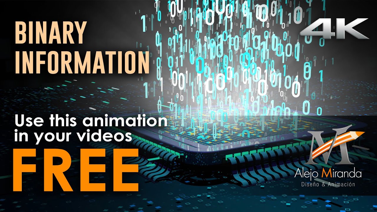 Use this animation in your own video free. Chip with binary information ...