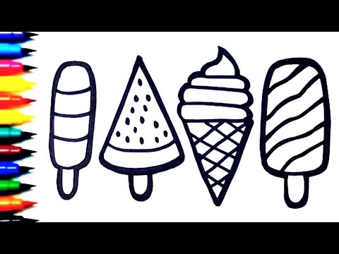 Ice-cream Drawing, painting and coloring for kids & Toddlers | Ice ...