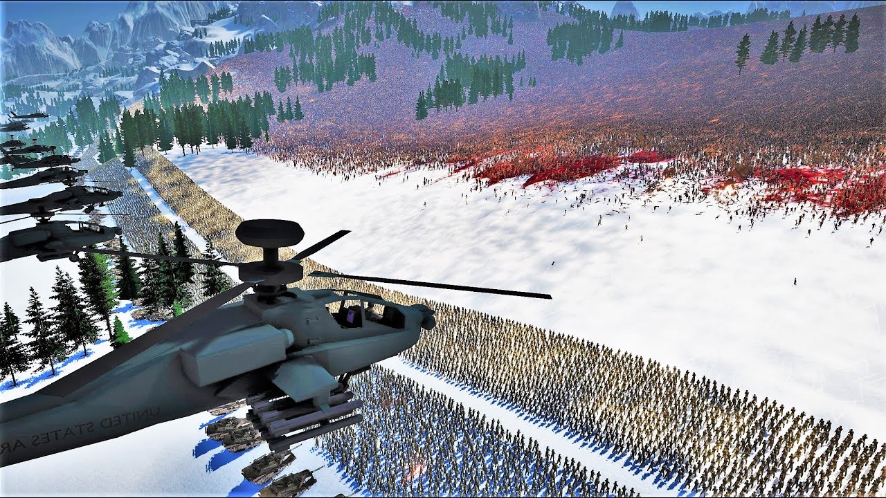U.S ARMY with Apache Helicopter VS 4,000,000 ZOMBIES - Ultimate Epic Battle Simulator 2 - YouTube
