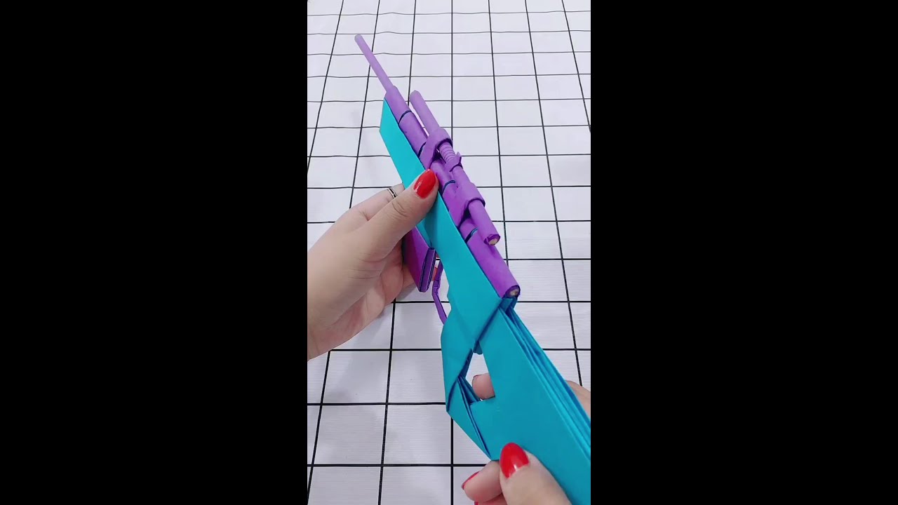 Paper gun origami tutorial step by step toy gun course - YouTube