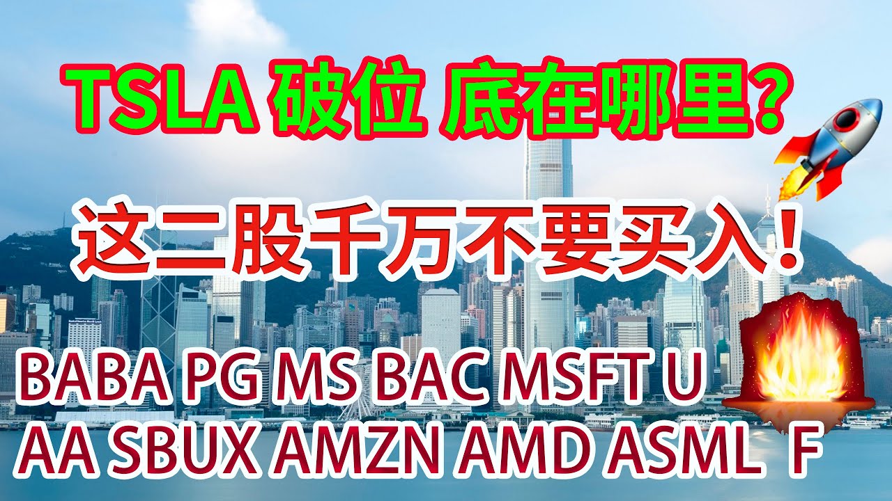 美股投资|TSLA特斯拉破位 底在哪里？这二支股票千万不要买入！一月十九日盘后分析 STOCK BABA SBUX COIN MSFT BAC ...