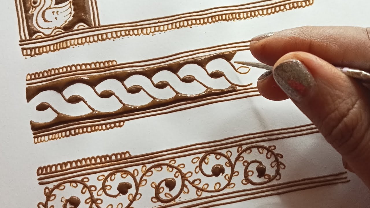 Border mehndi design||different types border mehndi design||mehndi ...