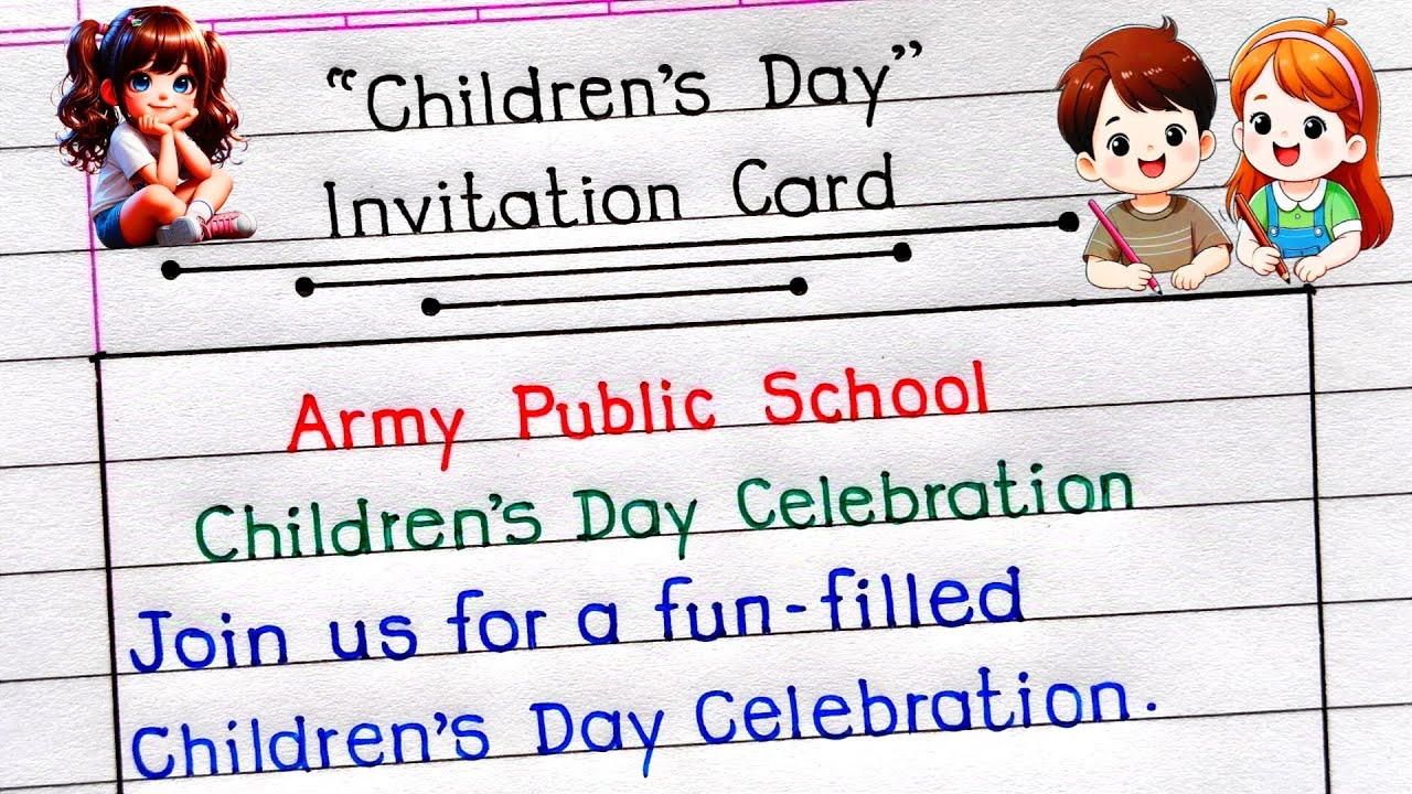 How To Write Invitation Card | Invitation Writing | Children's Day ...