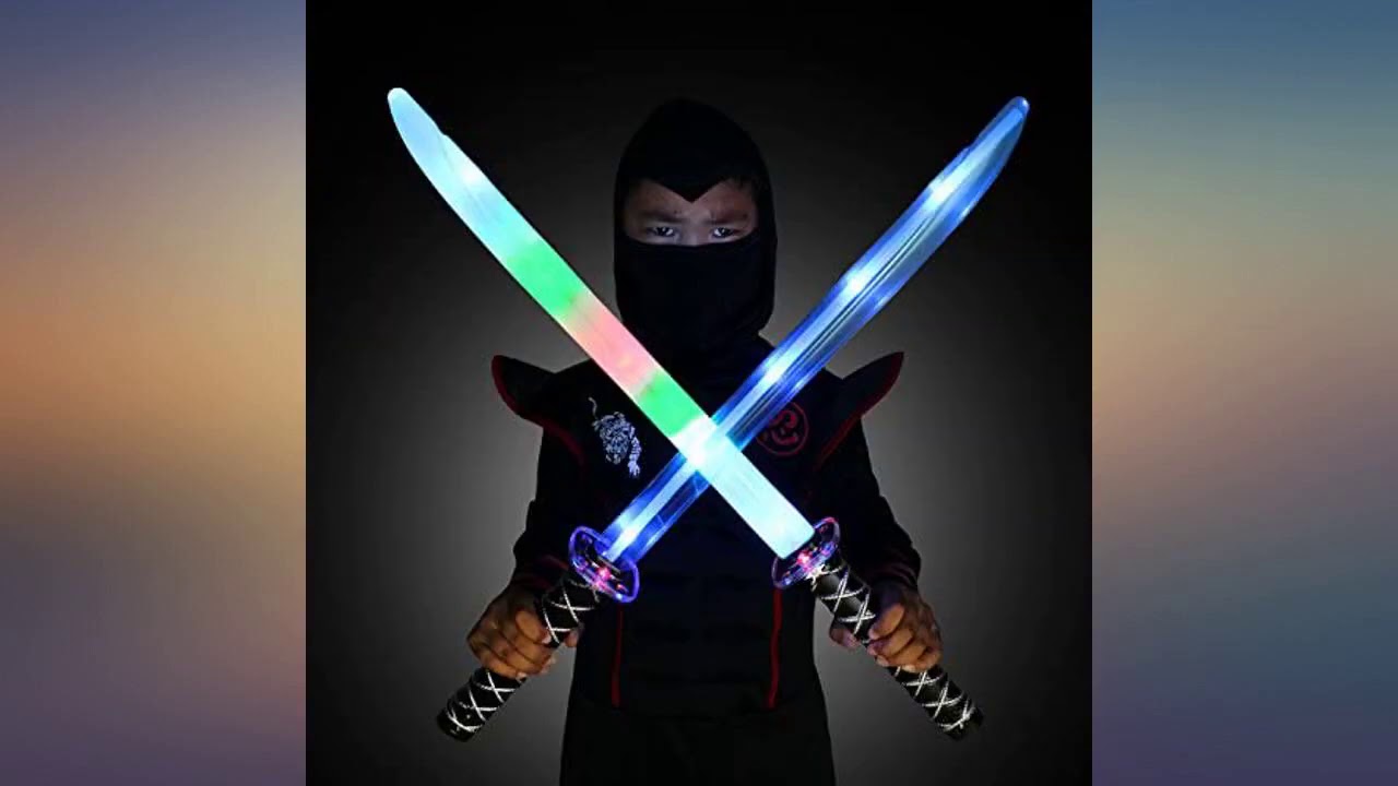JOYIN 2 Deluxe Ninja LED Light Up Swords with Motion Activated Clanging ...