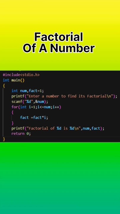 factorial number in c #shortvideo #shorts #programming #cprogramming - YouTube
