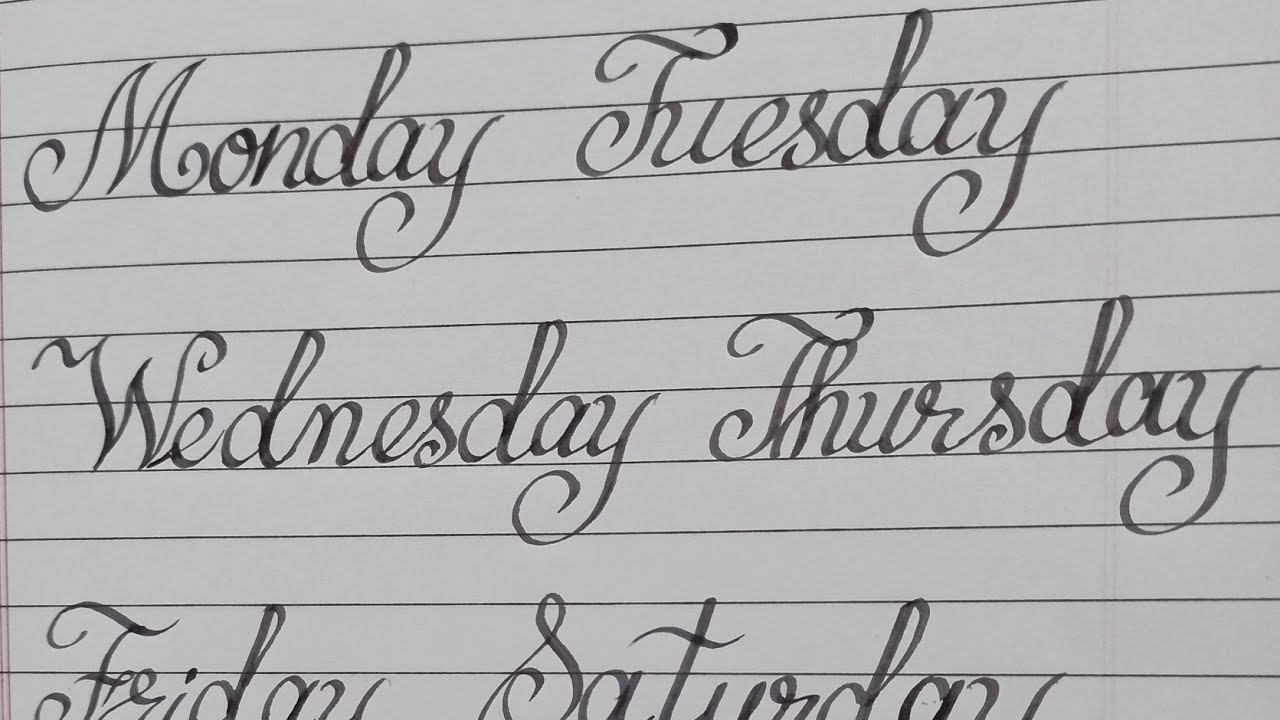 How to write days of the week in Calligraphy | Days of the week written ...