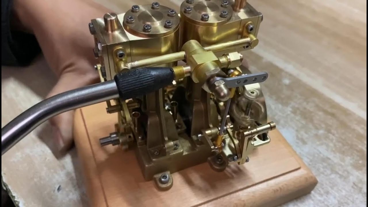 Vertical Double-cylinder Double-acting Steam Engine with a centrifugal ...