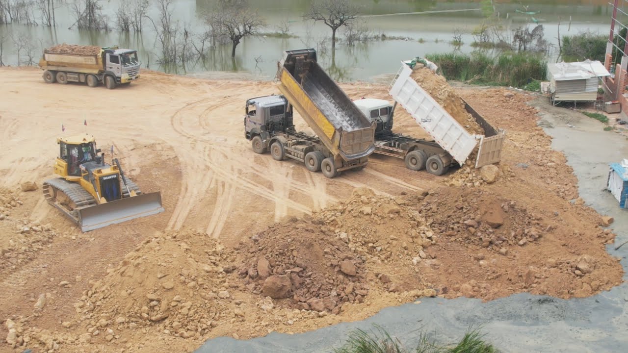 Amazing heavy equipment operator - Dump truck unloading skill - YouTube