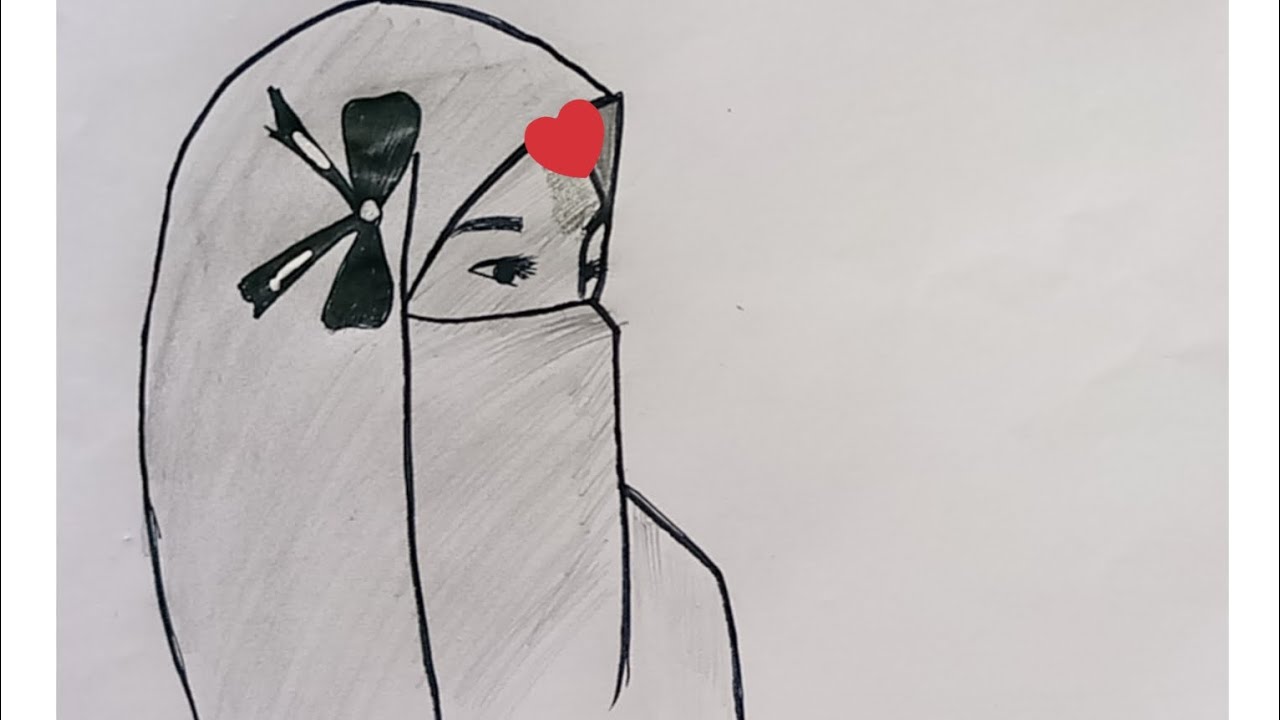 hijabi girl drawing/girl drawing with hijab /how to draw hijabi girl💖💖💖 ...
