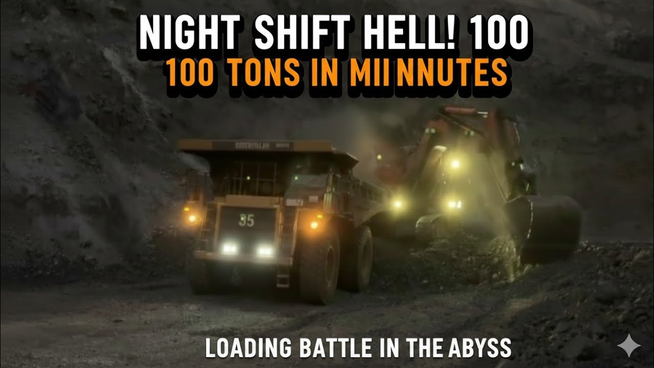 Night Shift at the Mine | Hitachi Excavator Loading CAT 777D in the ...