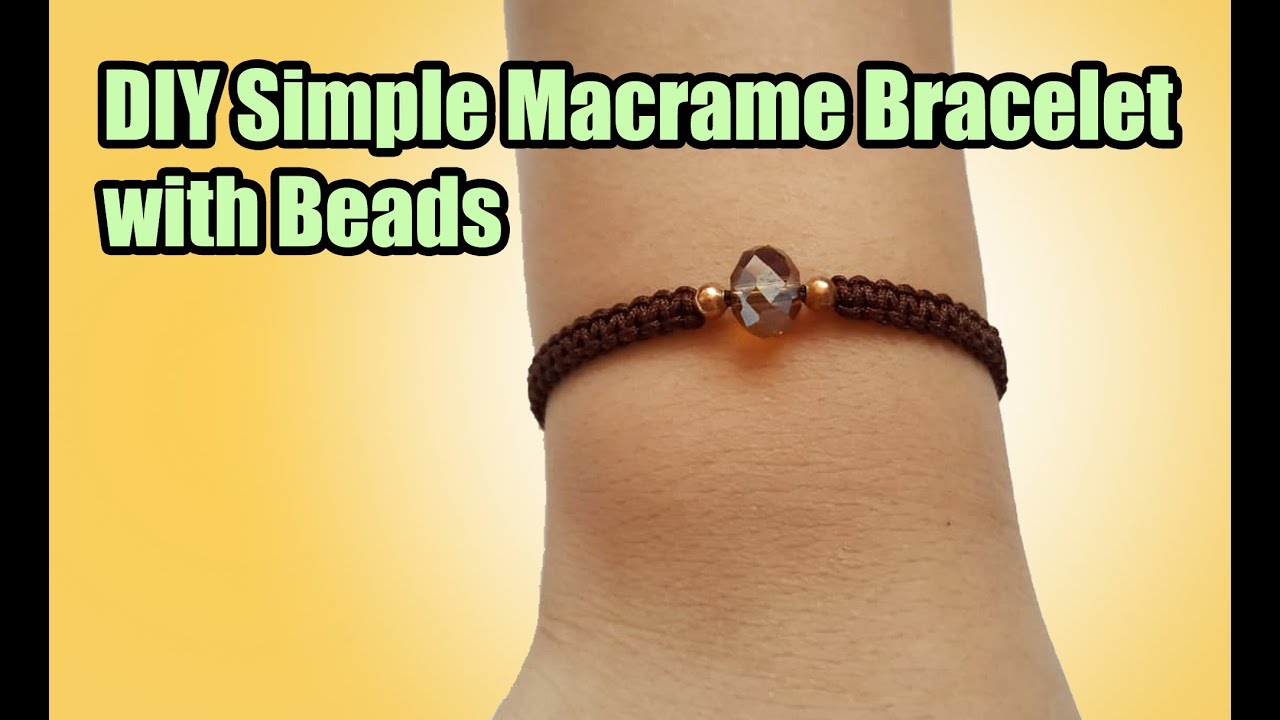 Simple Macrame Bracelet with Beads / Gelang Macrame - YouTube