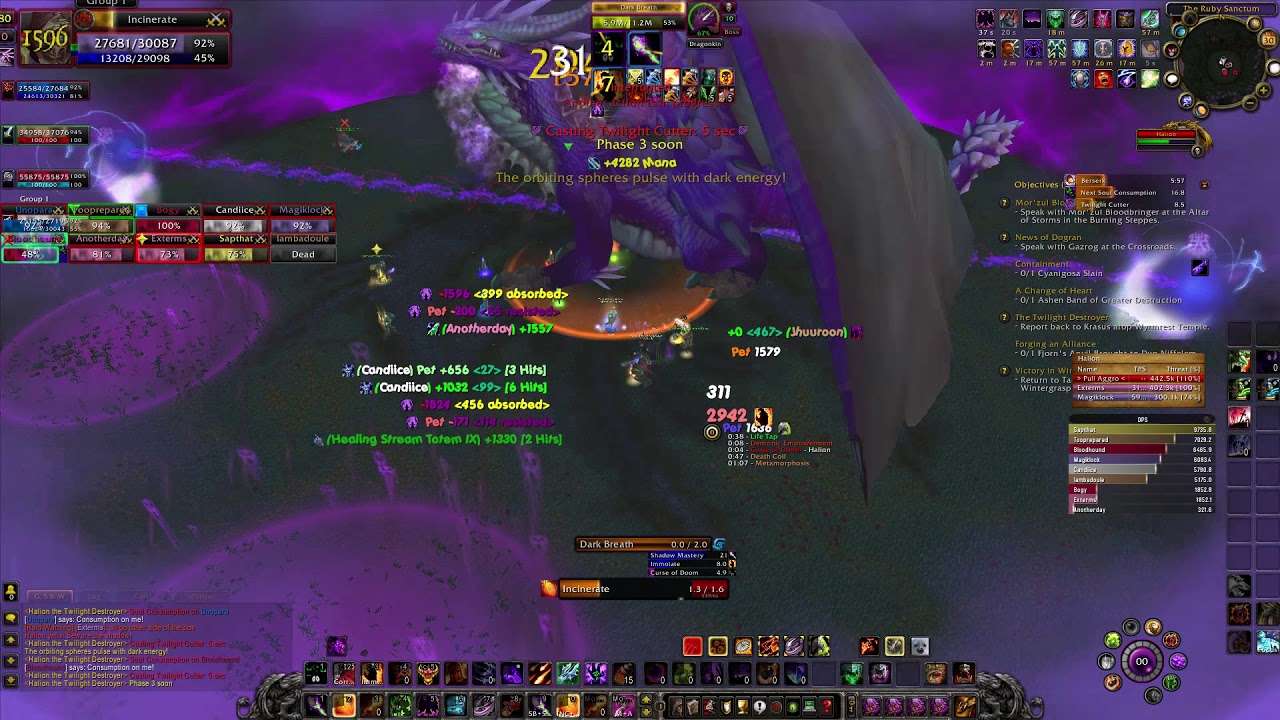 World of Warcraft - Wrath of the Lich King - Halion 10man Demo Warlock ...