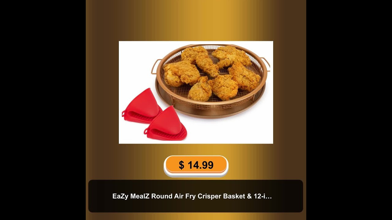 EaZy MealZ Round Air Fry Crisper Basket & 12-inch Pizza Pan Set, Large ...
