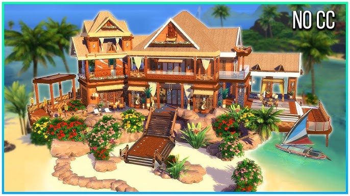 Paradise Beach Mansion No Cc Sims 4 Speed Build