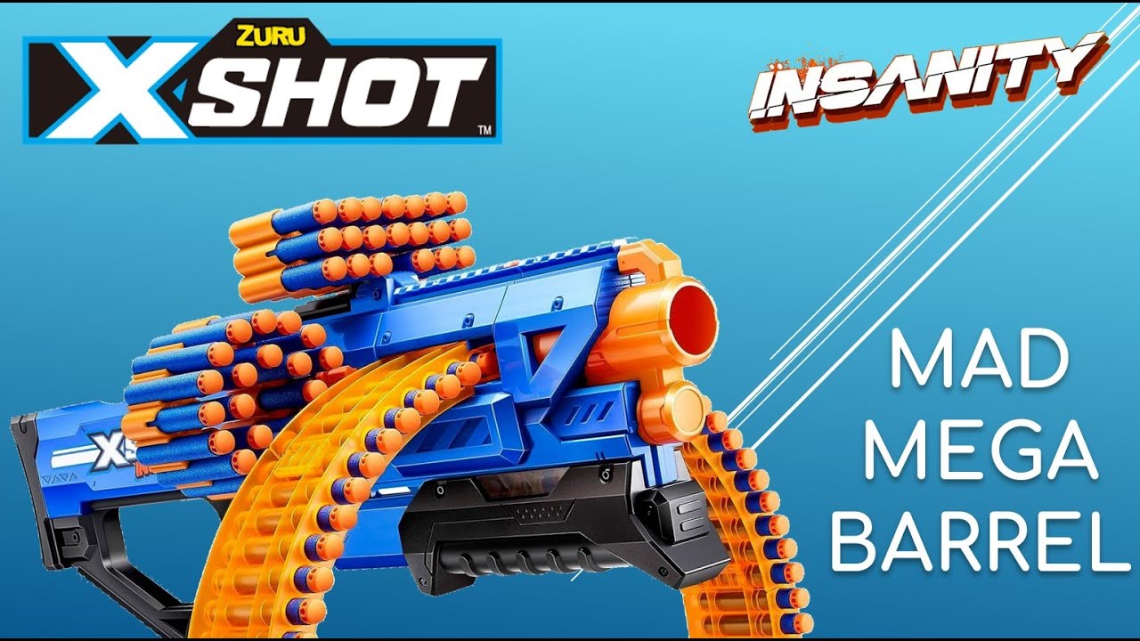 Review Zuru X Shot Insanity Mad Mega Barrel Insane Barrel Action Youtube